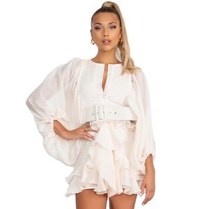 Miou Muse | Dresses | Miou Muse Romantic Escape Belted Puff Sleeve ...